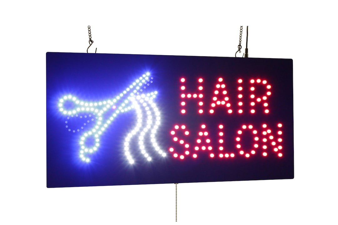 Hair Salon Sign, TOPKING, Signage, LED, Neon, Open, Store, Window, Shop ...