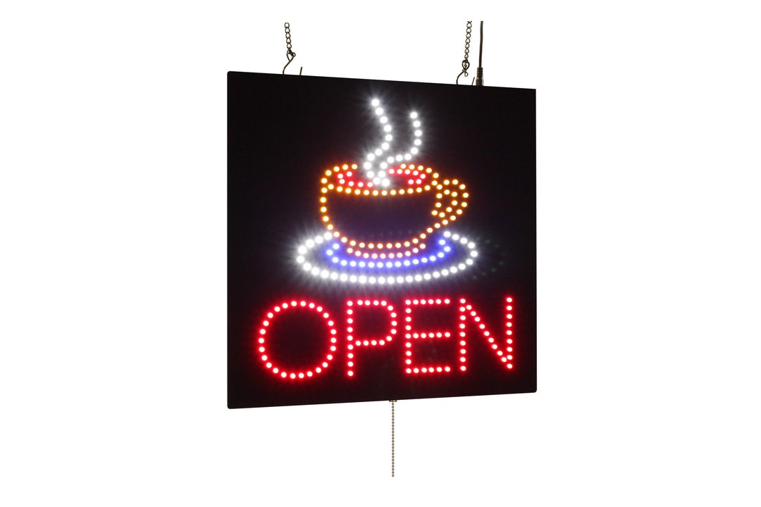 Open Coffee Mug Sign, TOPKING, Signage, LED, Neon, Open, Store, Window ...