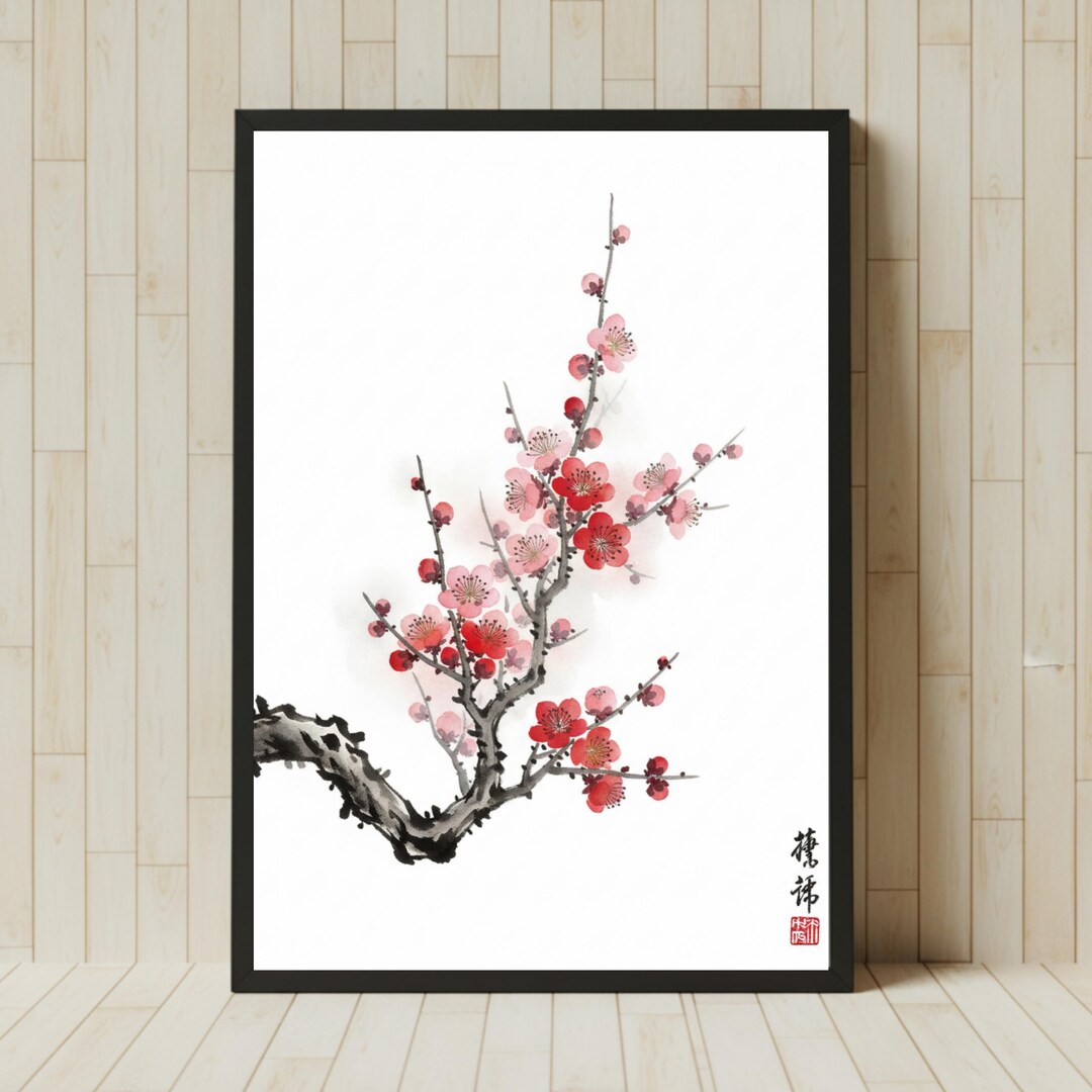 Sumi-e Cherry Blossom Print | Japanese Ink Painting (digital Download ...