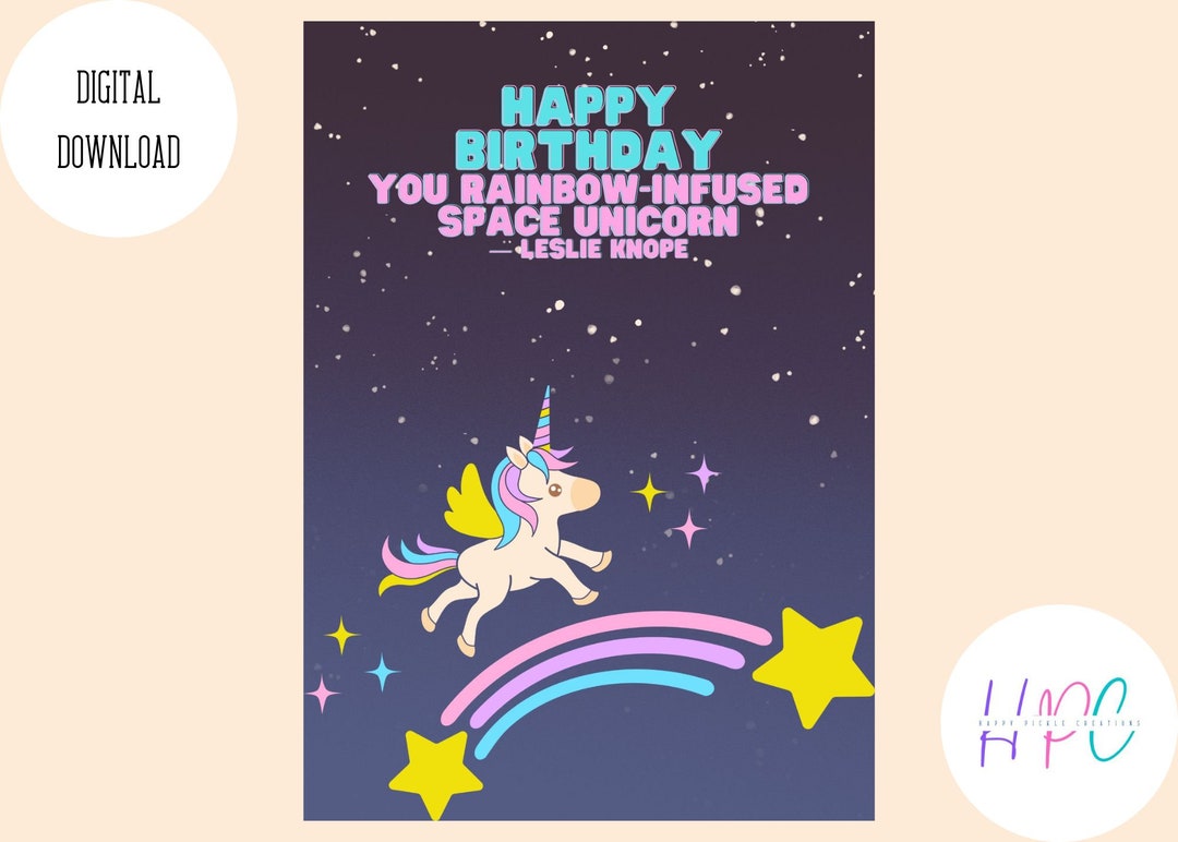 Rainbow-infused Space Unicorn Birthday Card - Etsy