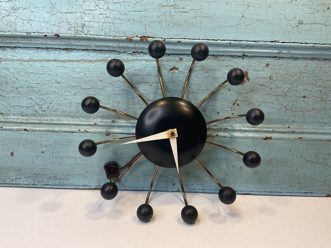 Vintage Black Sputnik Spider Wall Clock Space Age Atomic 60’ - Etsy
