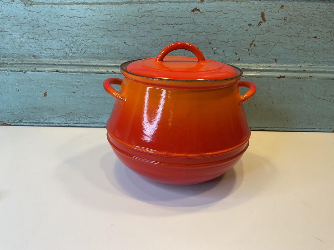 Vintage Descoware Belgium Red Orange Cast Iron Enamel Bean Pot 60 - Etsy