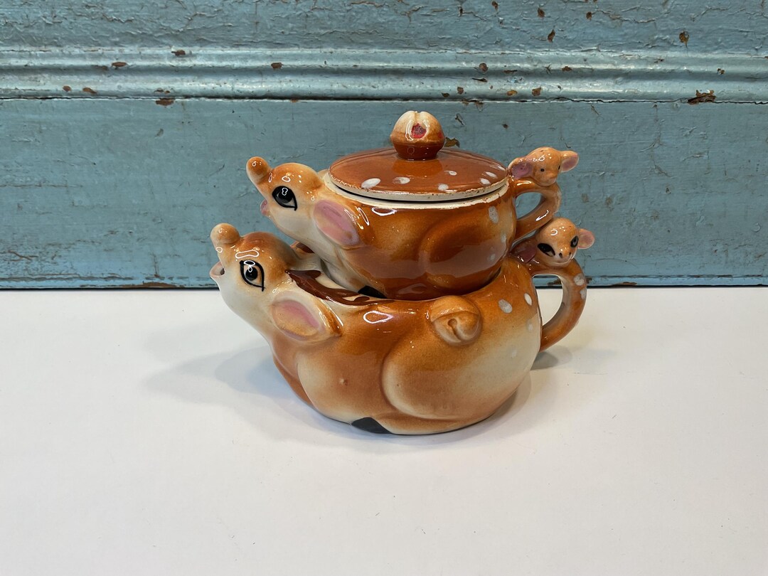 Vintage Shafford Stackable Deer Fawn Reindeer Tea Set 50’ - Etsy