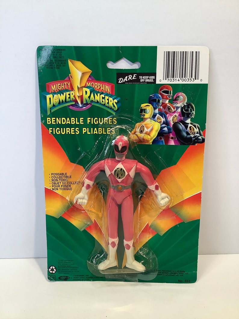 Vintage Saban Mighty Morphin Power Rangers Pink Bendable Figures 1993 ...