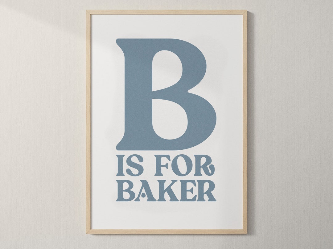 Blue Baker Name Print. Blue Art for Nursery. Baby Name Poster. Baby ...