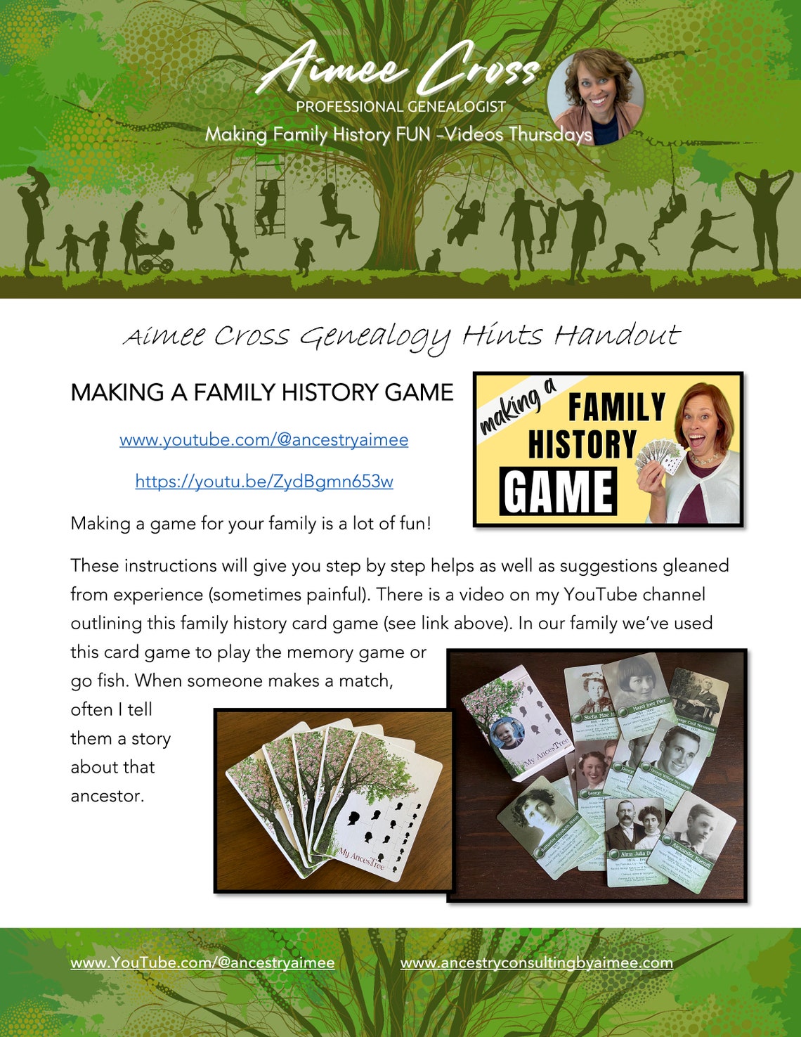Family History Card Game Creation Instructions and Artwork - Etsy