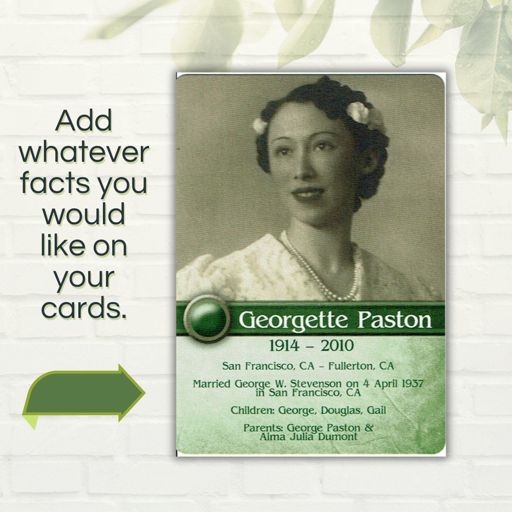 Family History Card Game - Creation Instructions & Artwork - Etsy