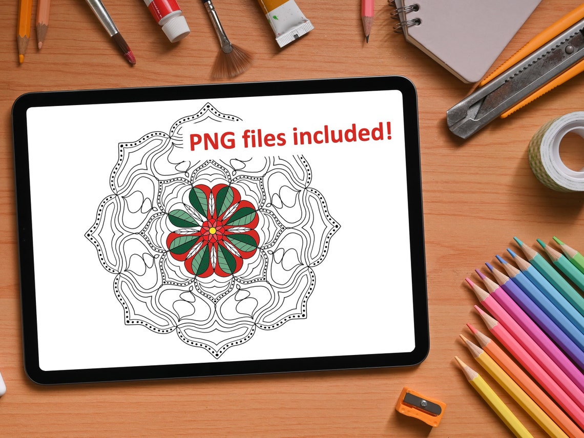 5 Hand Drawn Mandala Coloring Pages, Printable PDF, PNG Included - Etsy