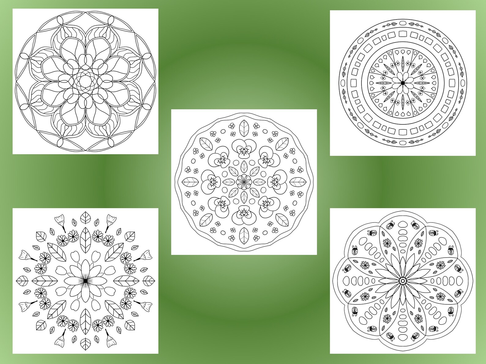 10 Spring Flower Mandala Coloring Pages, Printable PDF, PNG Included - Etsy