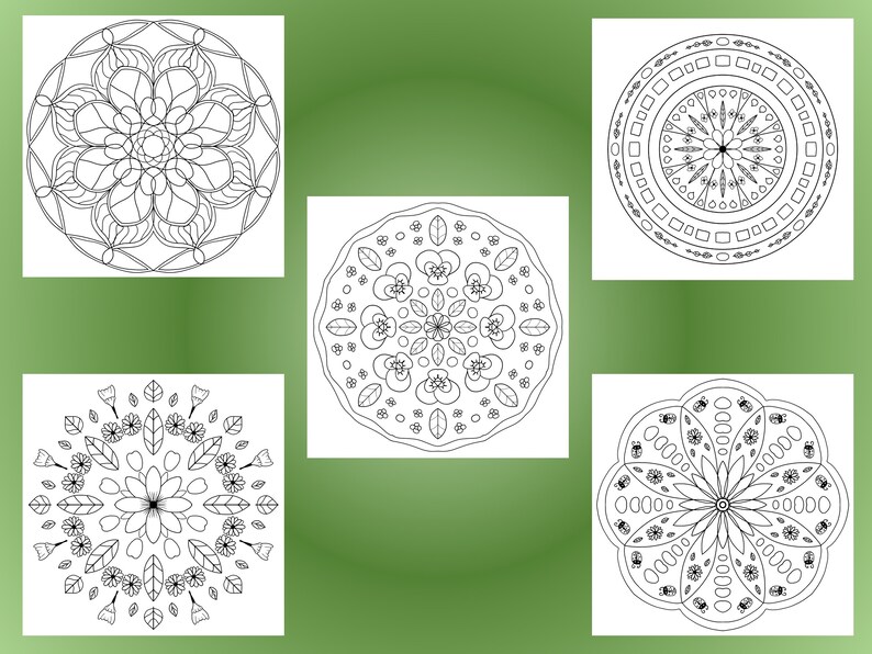 10 Spring Flower Mandala Coloring Pages, Printable PDF, PNG Included - Etsy