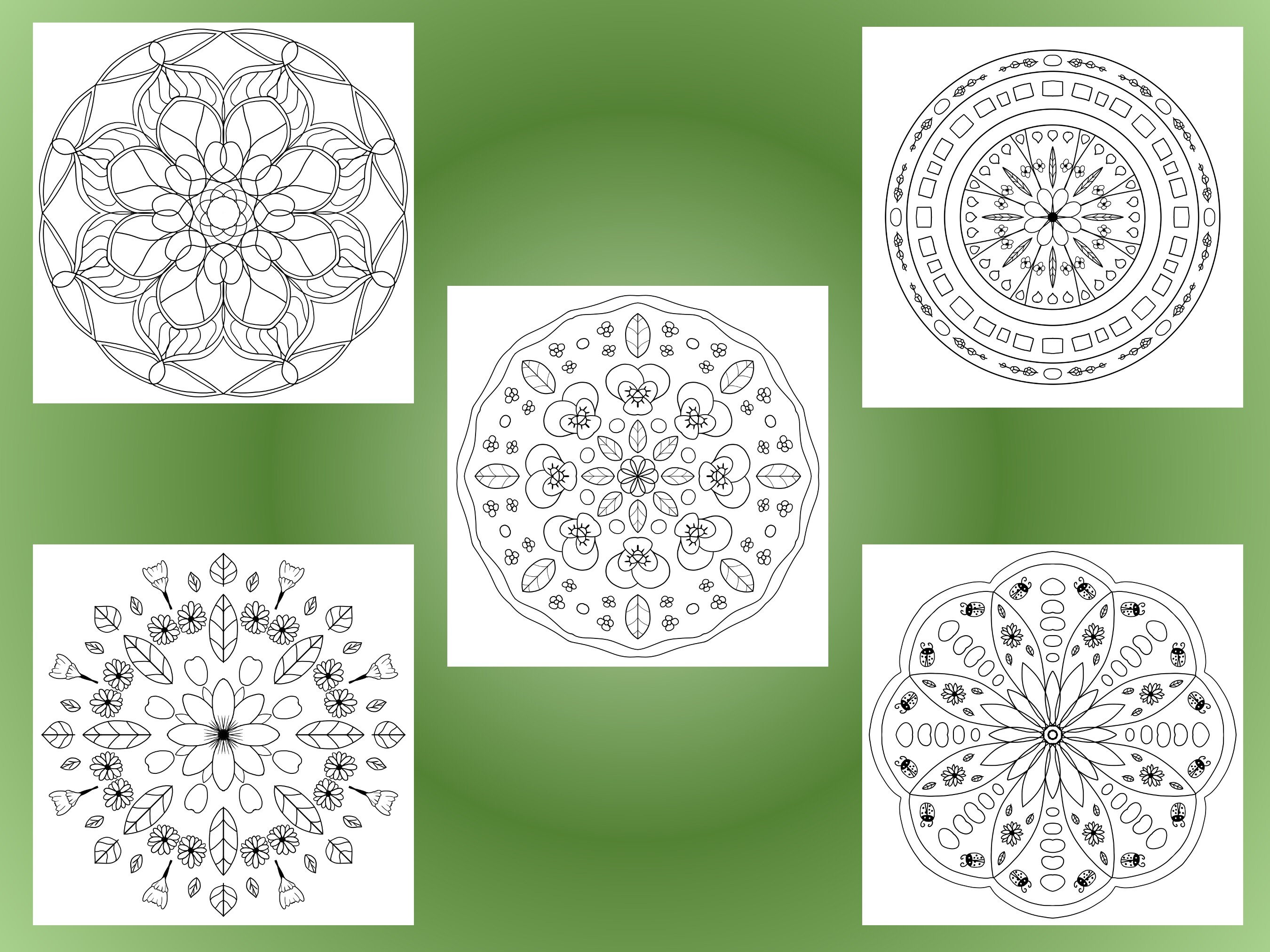 10 Spring Flower Mandala Coloring Pages, Printable PDF, PNG Included - Etsy