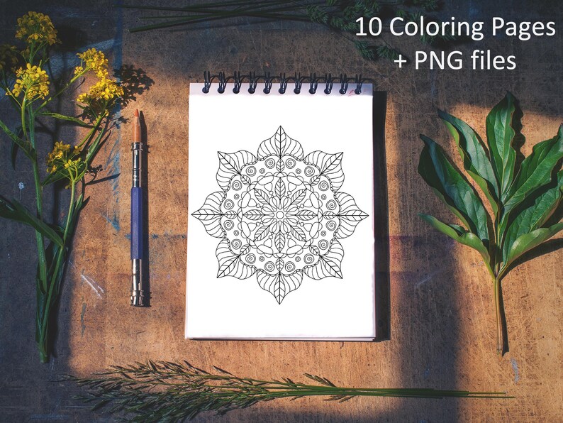 10 Hand Drawn Mandala Coloring Pages Printable PDF PNG - Etsy