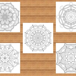 5 Hand Drawn Mandala Coloring Pages, Printable PDF, PNG Included - Etsy