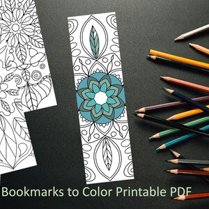 4 Hand Drawn Mandala Bookmarks to Color, Printable PDF Instant Download ...