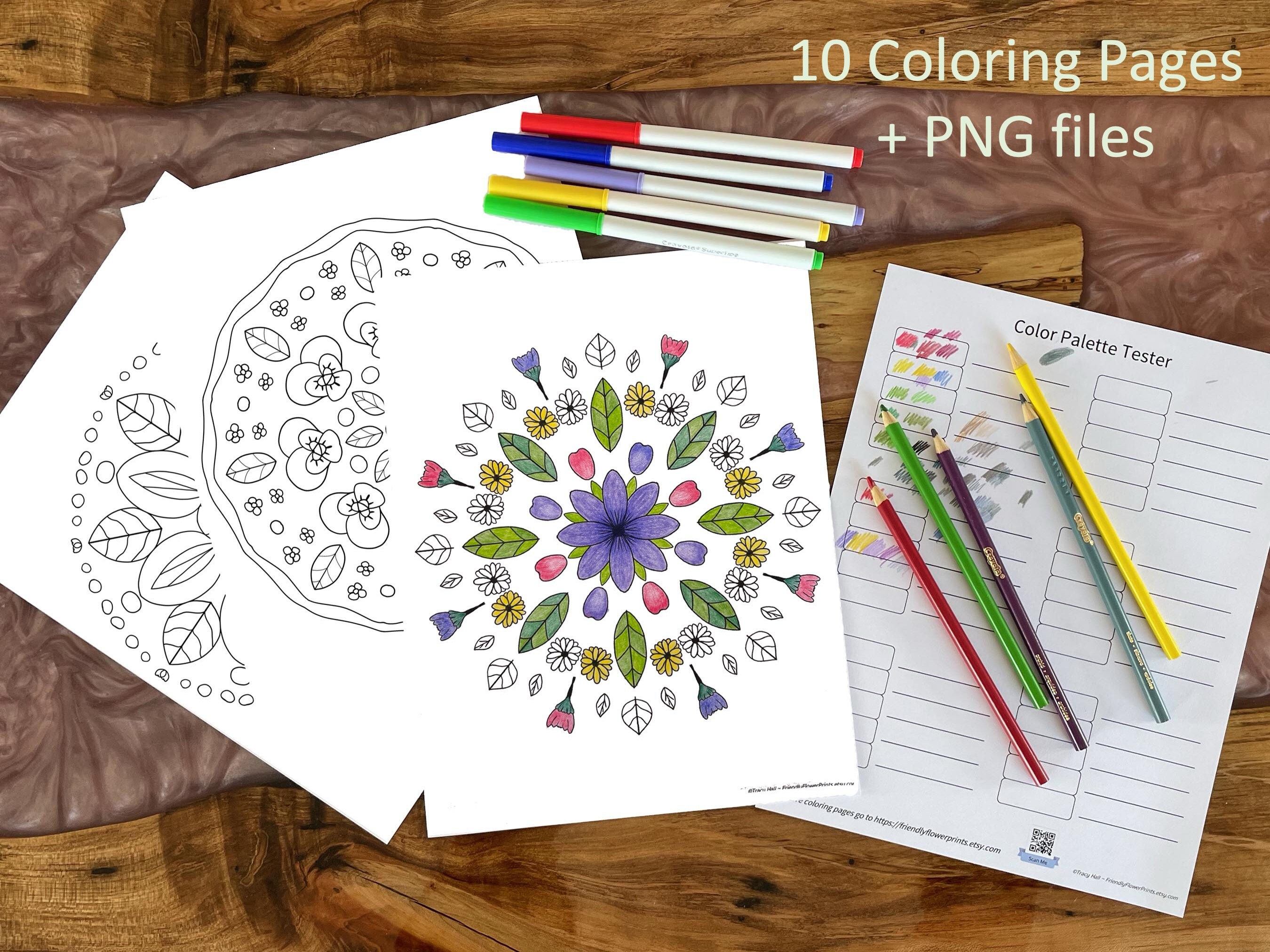 10 Spring Flower Mandala Coloring Pages, Printable PDF, PNG Included - Etsy