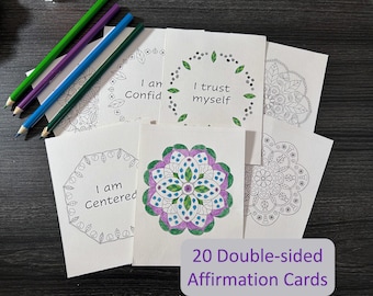 Affirmation Bundle, Printable Affirmation Coloring Card Deck ...