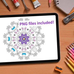 5 Hand Drawn Easter Mandala Coloring Pages Printable PDF PNG - Etsy