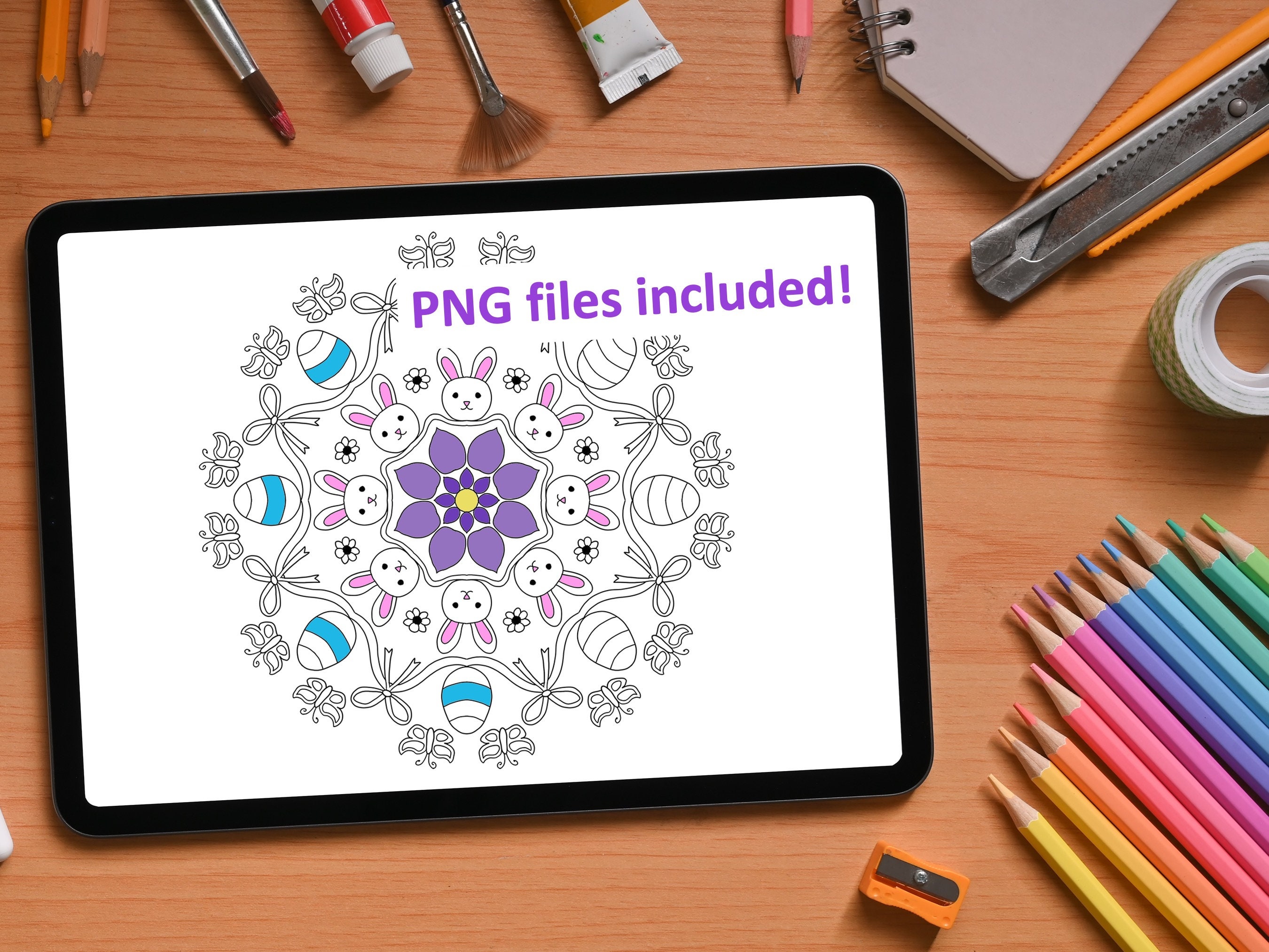 5 Hand Drawn Easter Mandala Coloring Pages Printable PDF PNG - Etsy