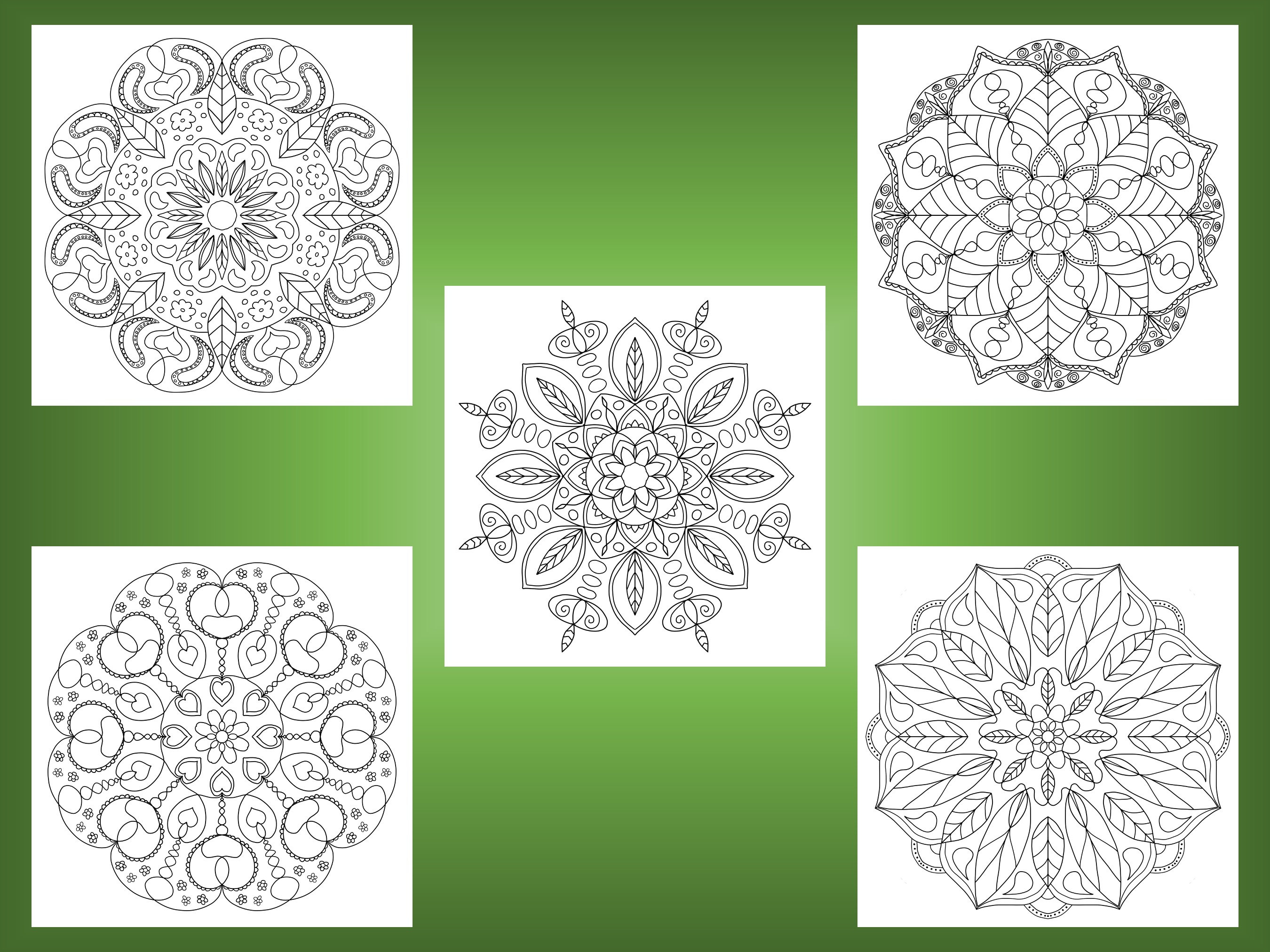 10 Hand Drawn Mandala Coloring Pages, Printable PDF, PNG Included - Etsy