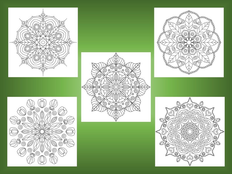 10 Hand Drawn Mandala Coloring Pages, Printable PDF, PNG Included - Etsy