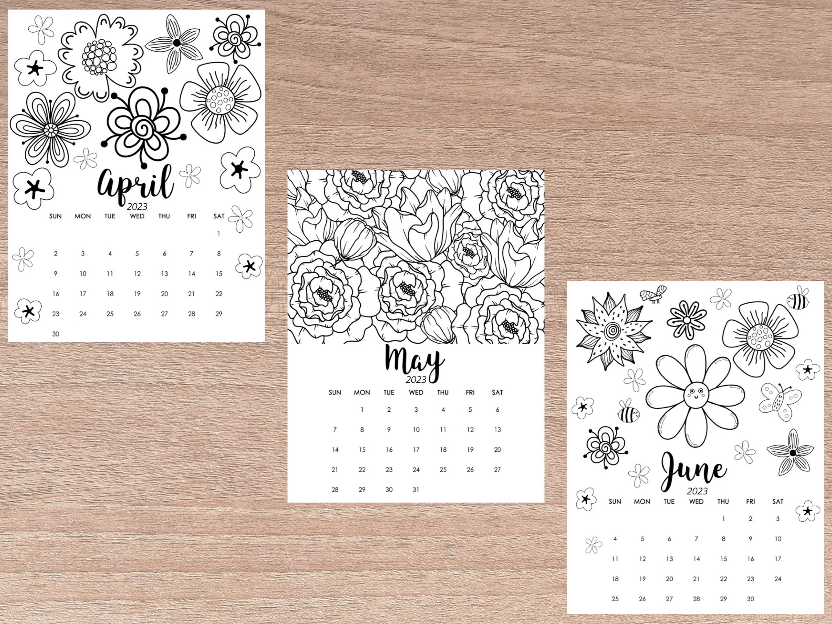 2023 12-month Coloring Calendar, Coloring Pages, Adults & Kids ...