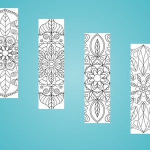 4 Hand Drawn Mandala Bookmarks to Color, Printable PDF Instant Download ...