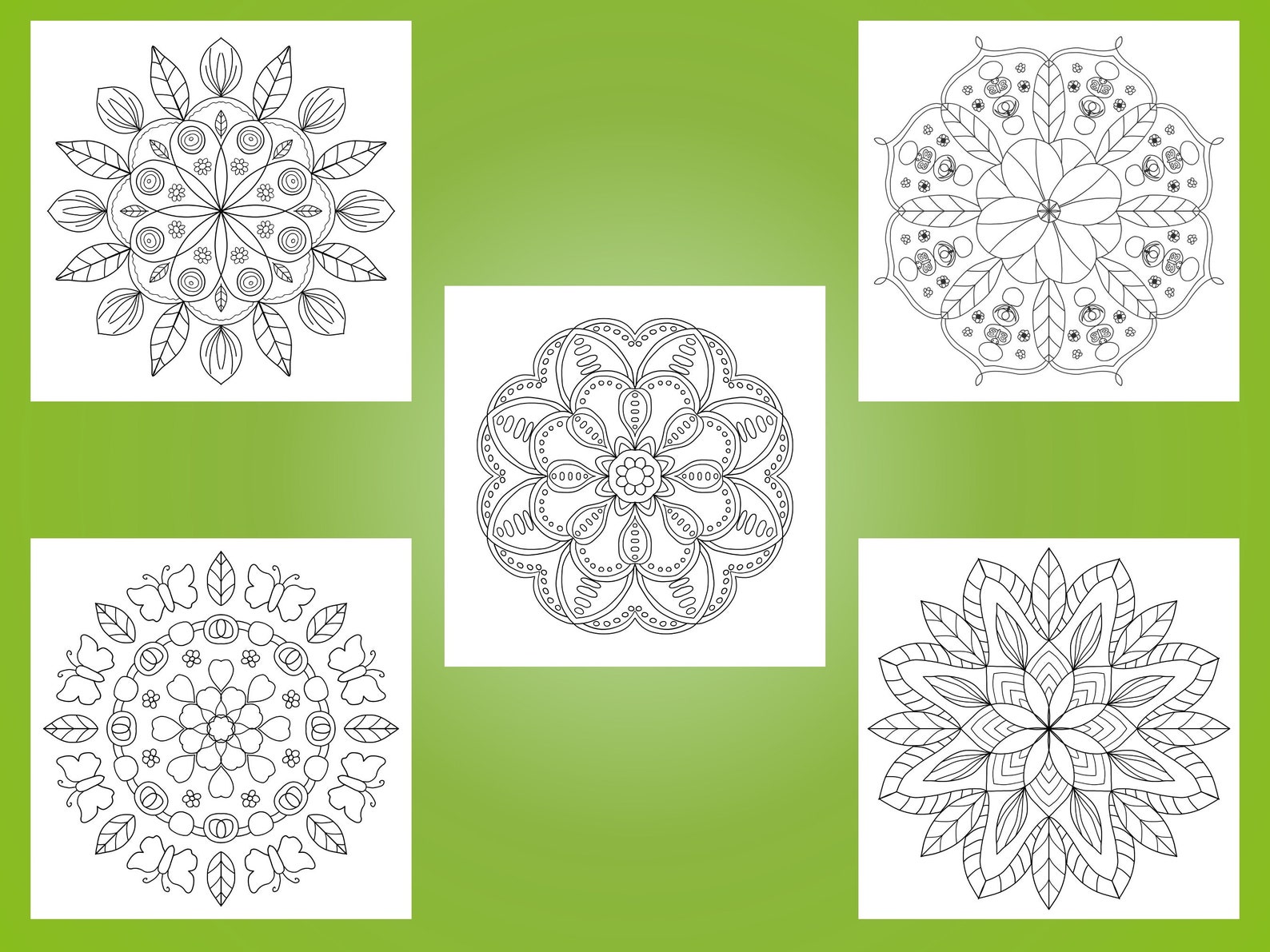 10 Hand Drawn Spring Mandala Coloring Pages, Printable PDF, PNG ...