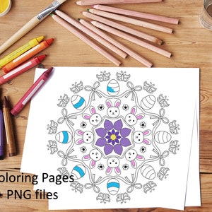 5 Hand Drawn Easter Mandala Coloring Pages Printable PDF PNG - Etsy