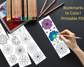 4 Hand Drawn Mandala Bookmarks to Color, Printable PDF Instant Download ...