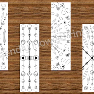 4 Hand Drawn Flower Mandala Bookmarks to Color, Printable PDF Instant ...