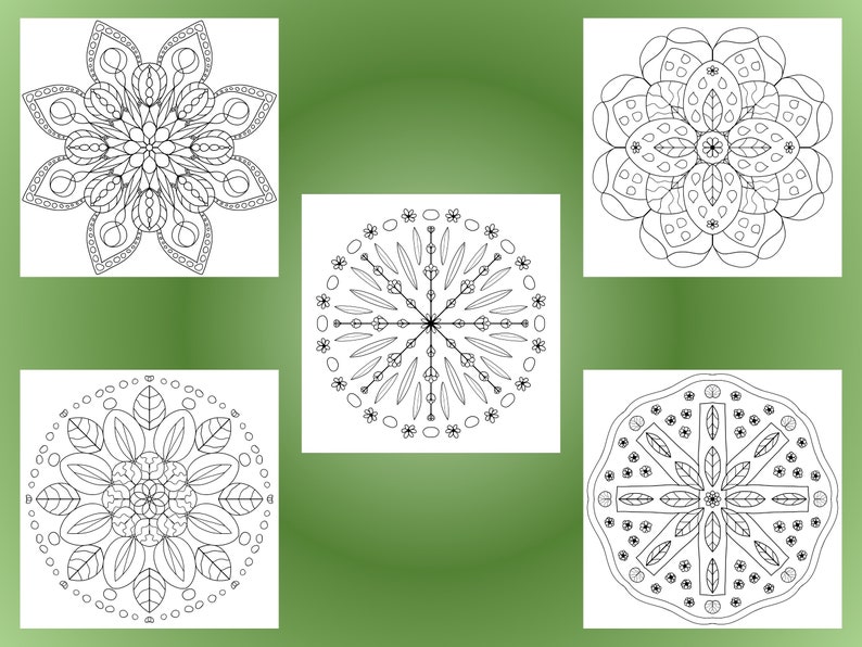 10 Spring Flower Mandala Coloring Pages, Printable PDF, PNG Included - Etsy