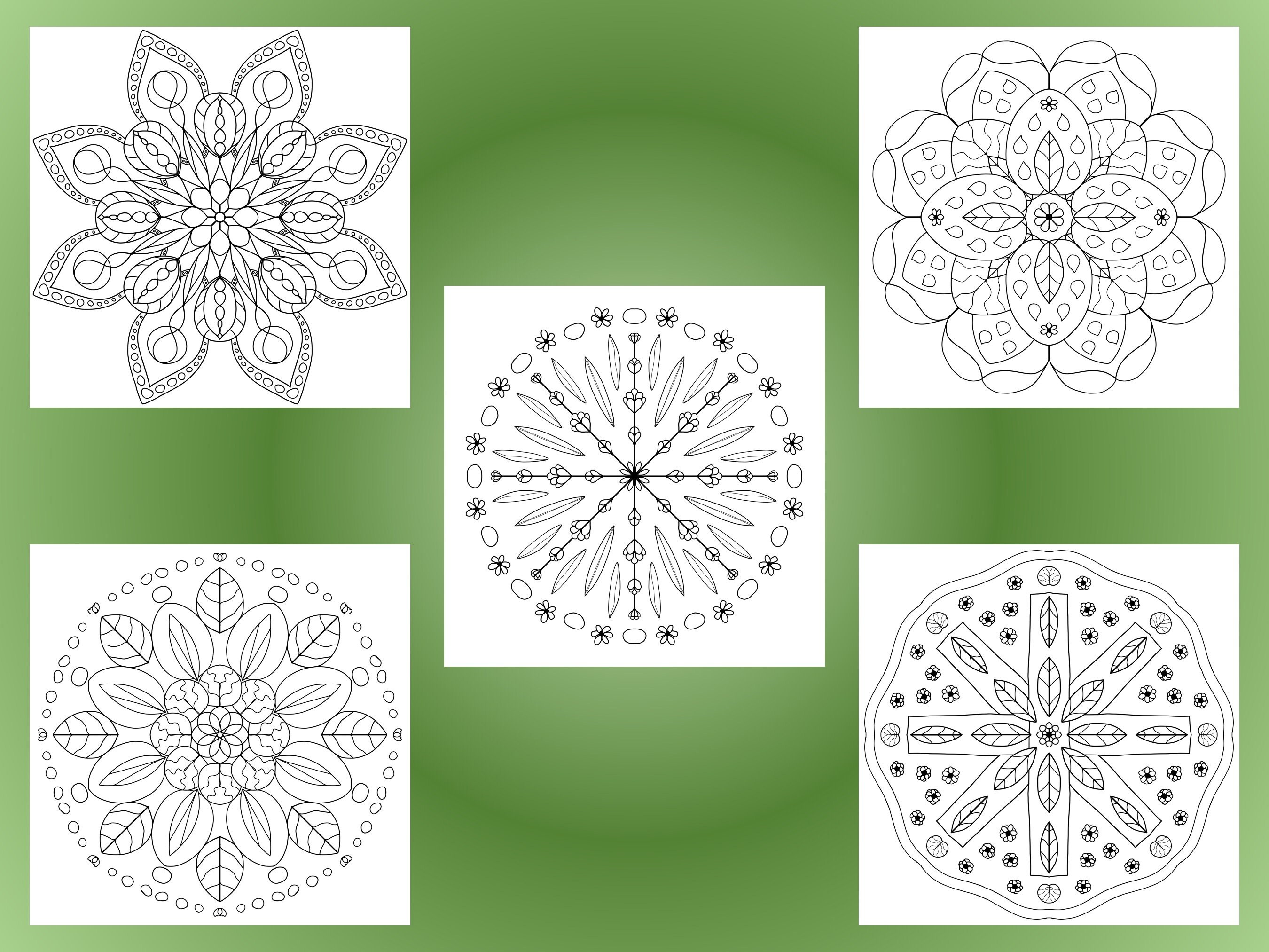 10 Spring Flower Mandala Coloring Pages, Printable PDF, PNG Included - Etsy