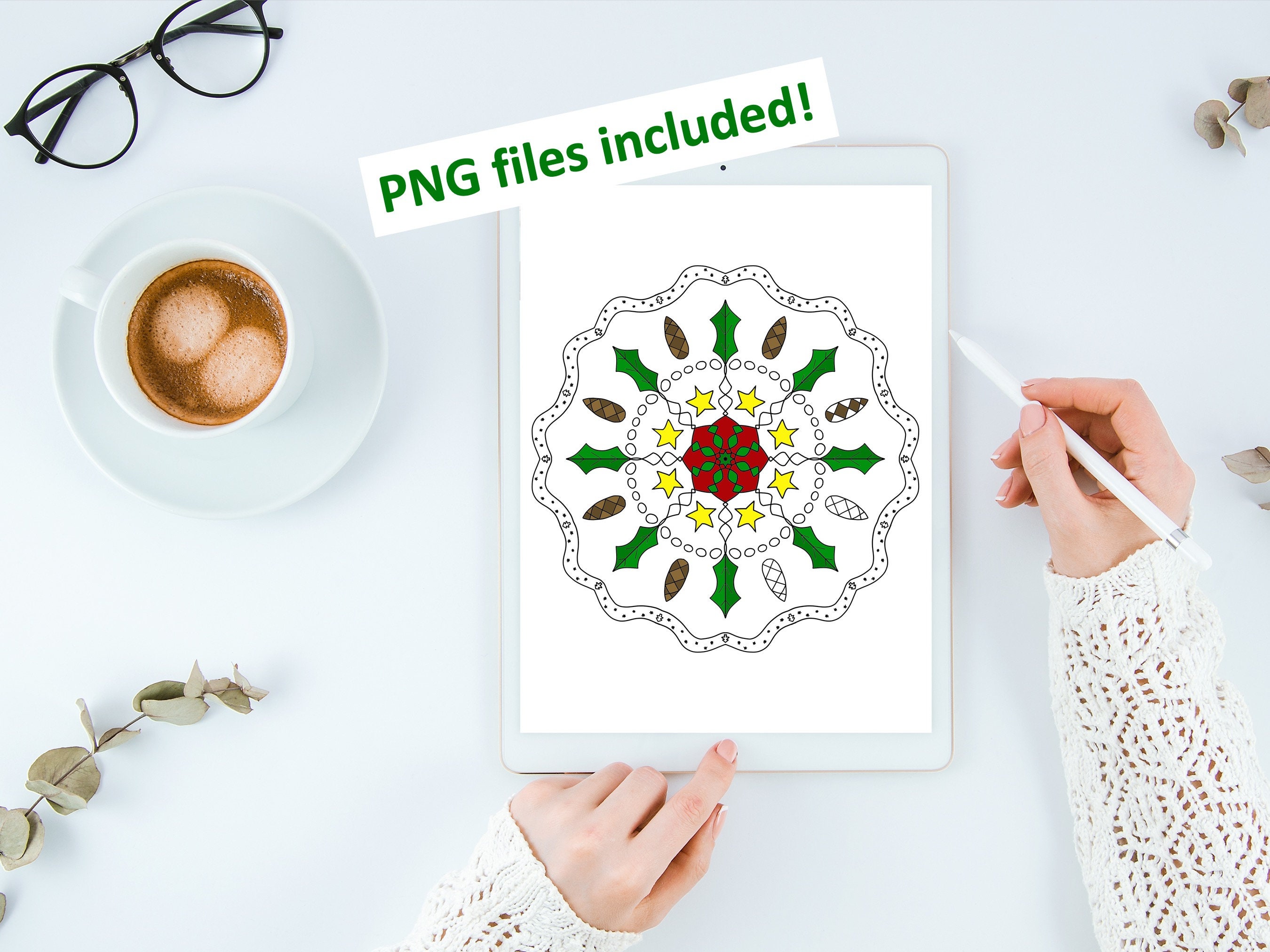 5 Winter Mandala Coloring Pages, Printable PDF, PNG Included - Etsy