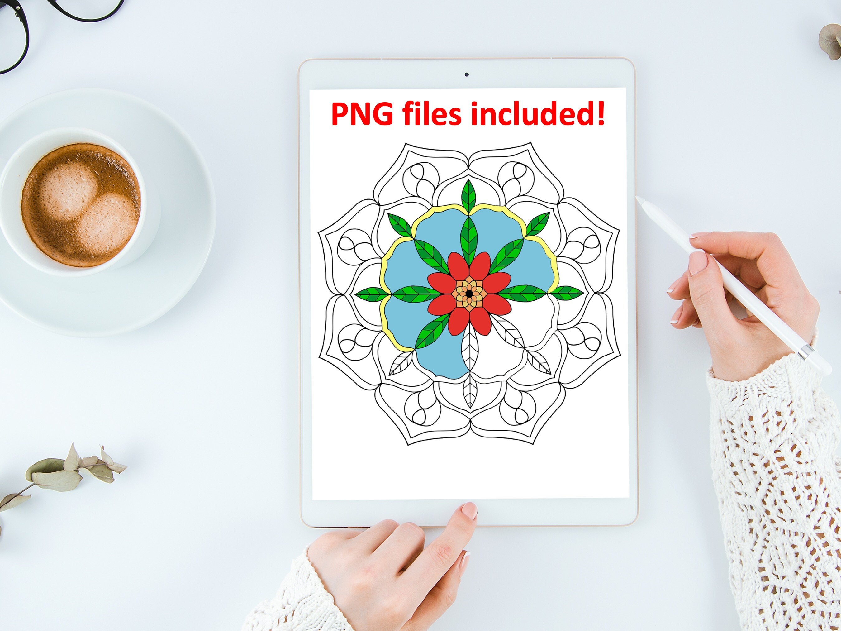 10 Flower Themed Mandala Coloring Pages, Printable PDF, PNG Included - Etsy