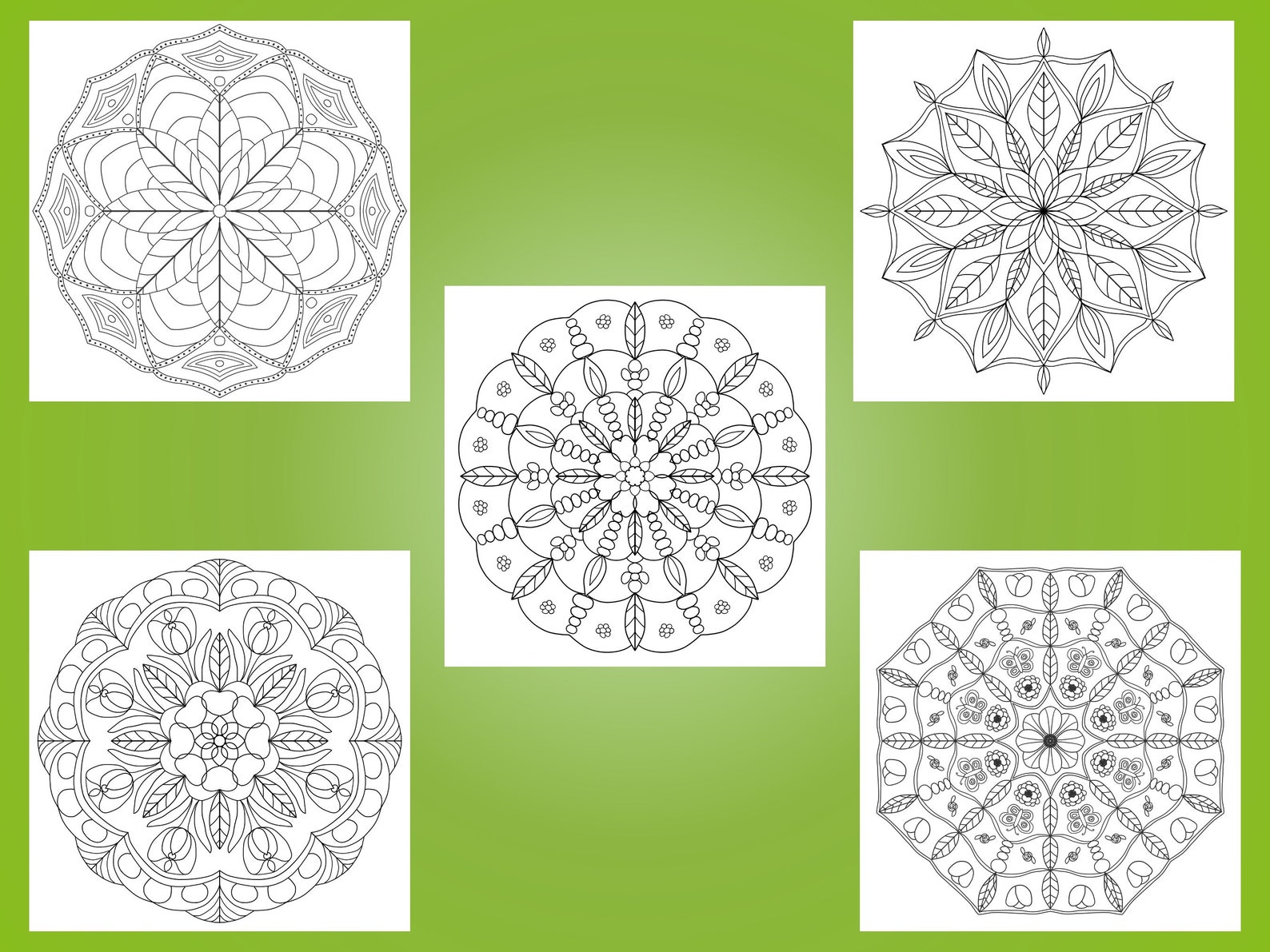 10 Hand Drawn Spring Mandala Coloring Pages, Printable PDF, PNG ...