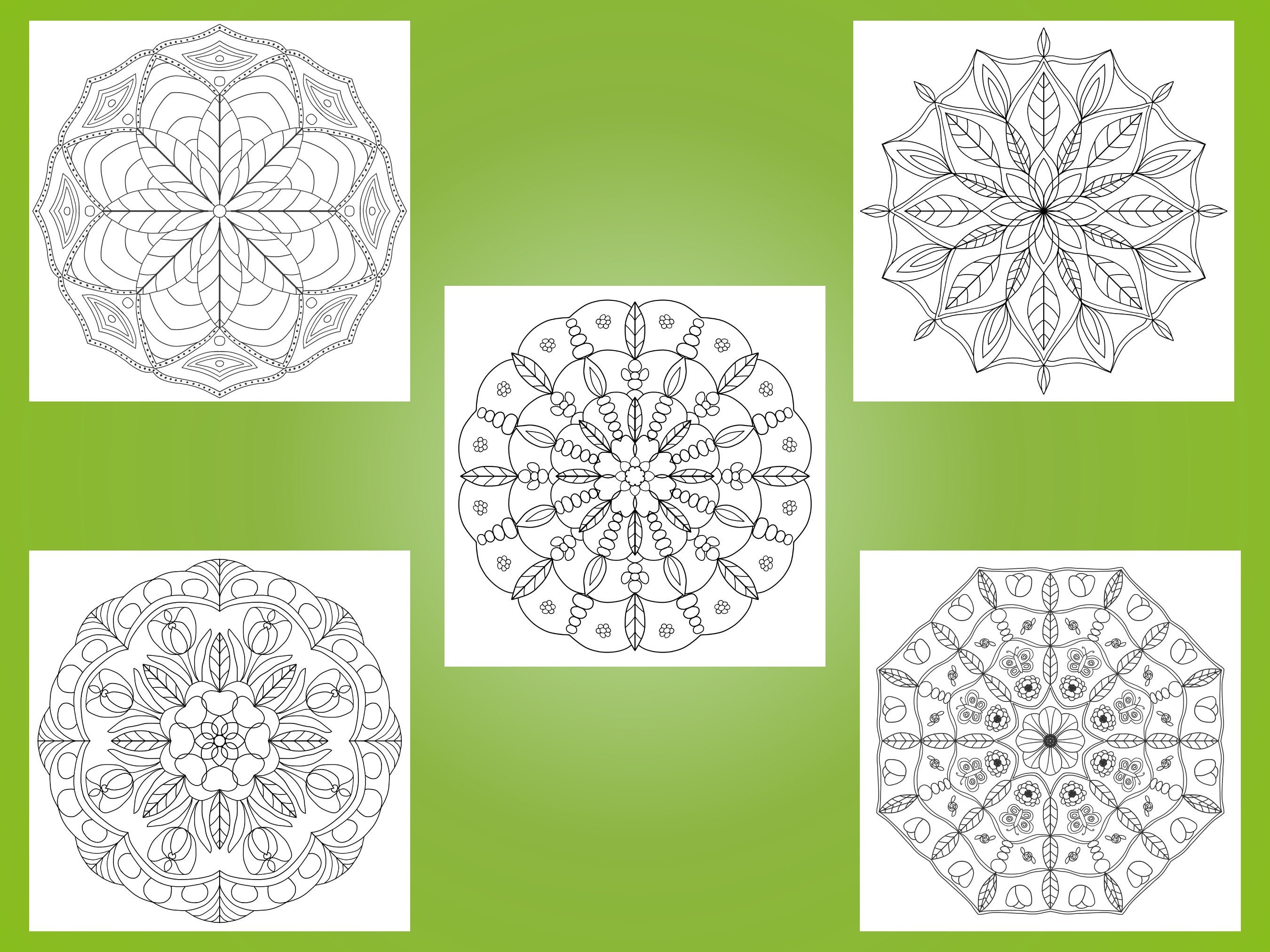 10 Hand Drawn Spring Mandala Coloring Pages, Printable PDF, PNG ...