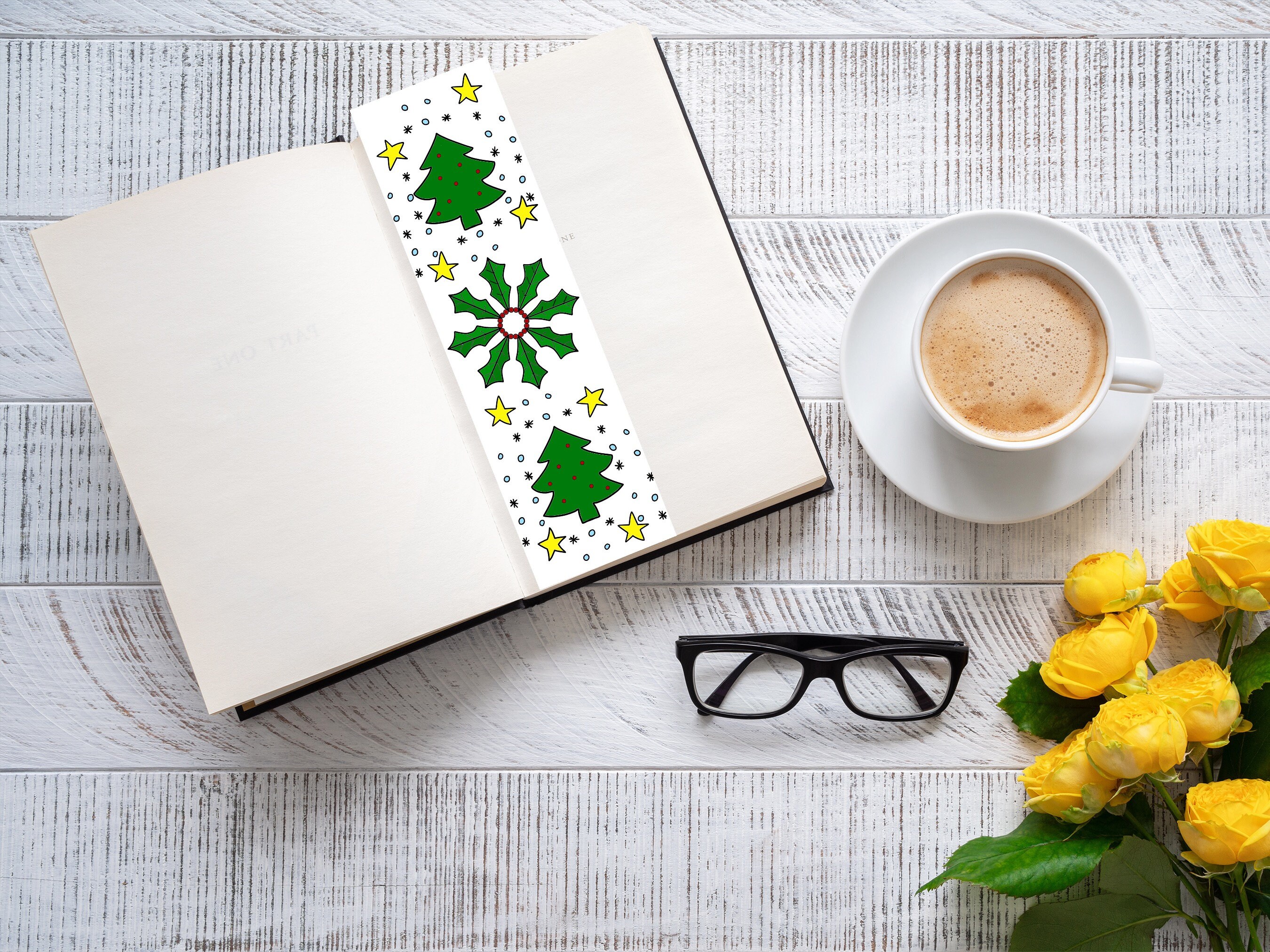 4 Hand Drawn Winter Bookmarks to Color, Printable PDF Instant Download ...