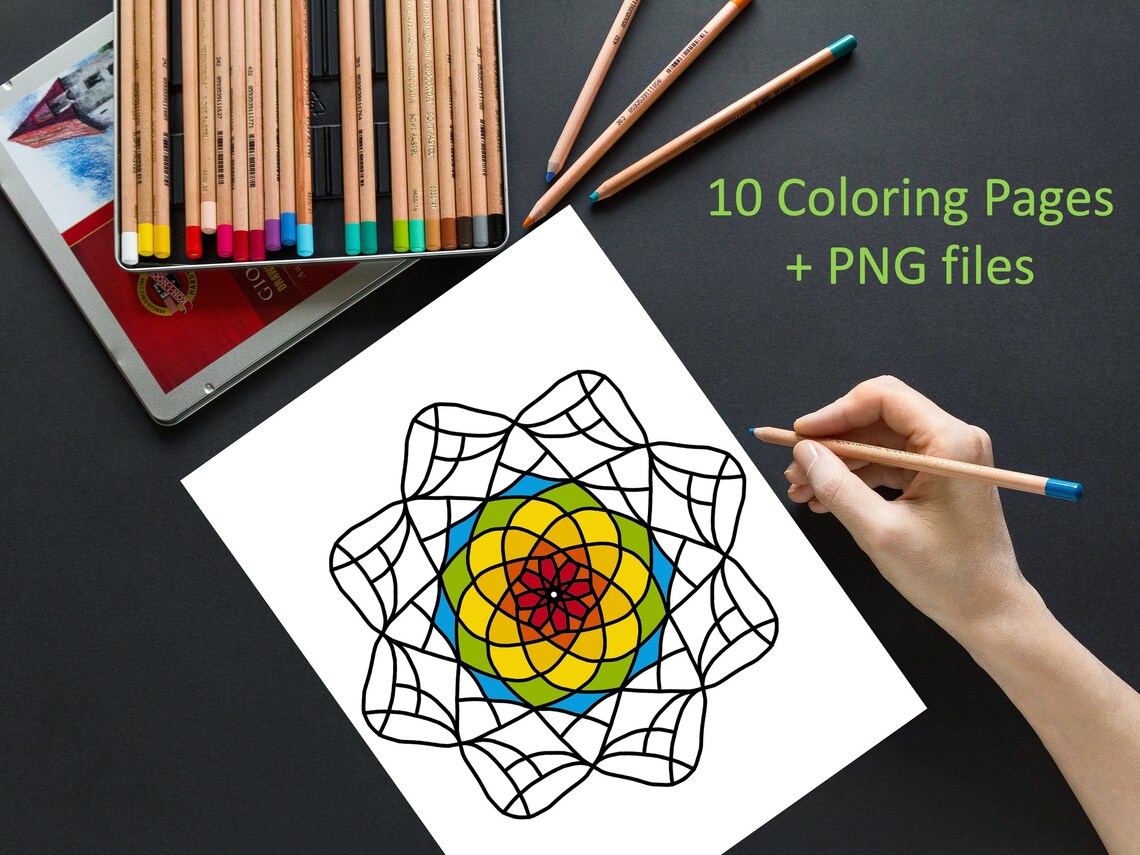 10 Geometric Coloring Pages Printable PDF Instant Download - Etsy