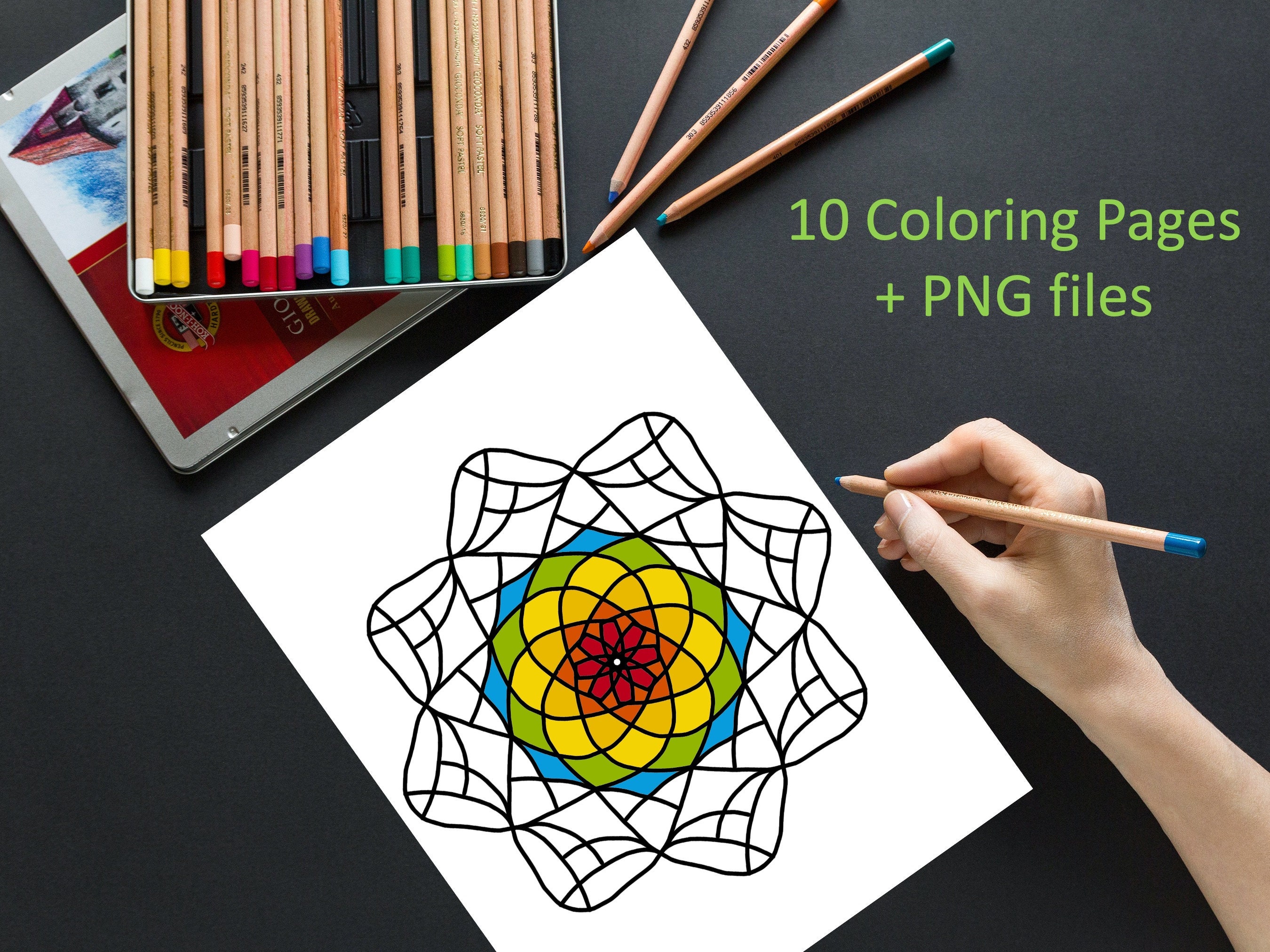 10 Geometric Coloring Pages Printable PDF Instant Download - Etsy