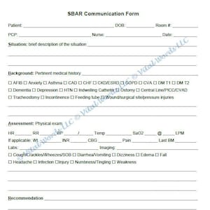 BUNDLE: SBAR Forms - Etsy