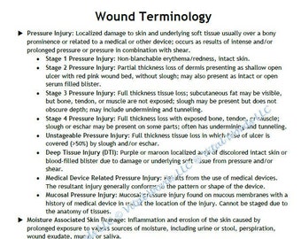 Wound and Ulcer Terminology Reference Sheet and Charts - Etsy