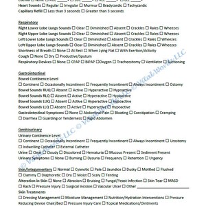 Head-to-toe Nursing Assessment Form With Check-boxes - Etsy