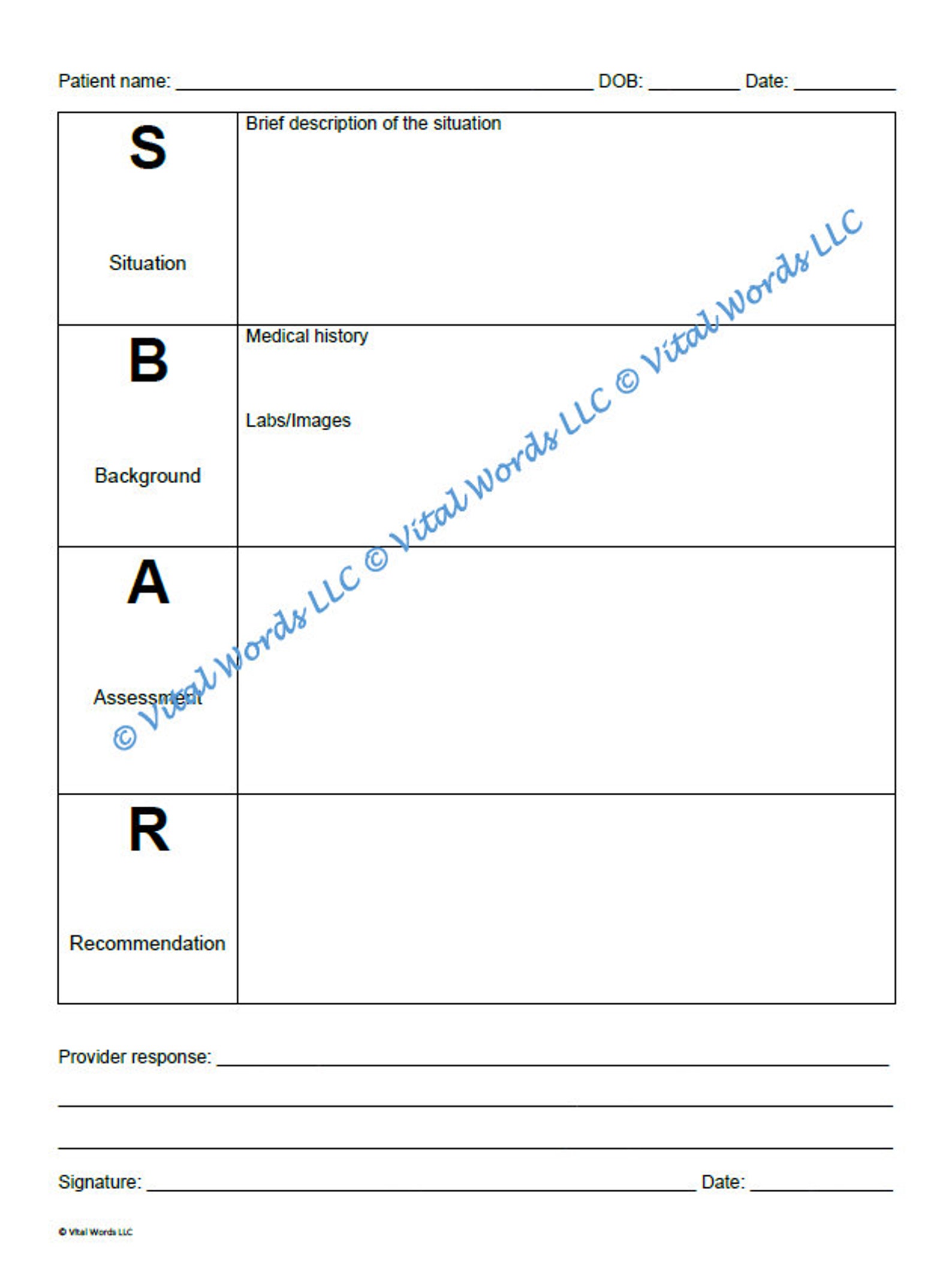 BUNDLE: SBAR Forms - Etsy
