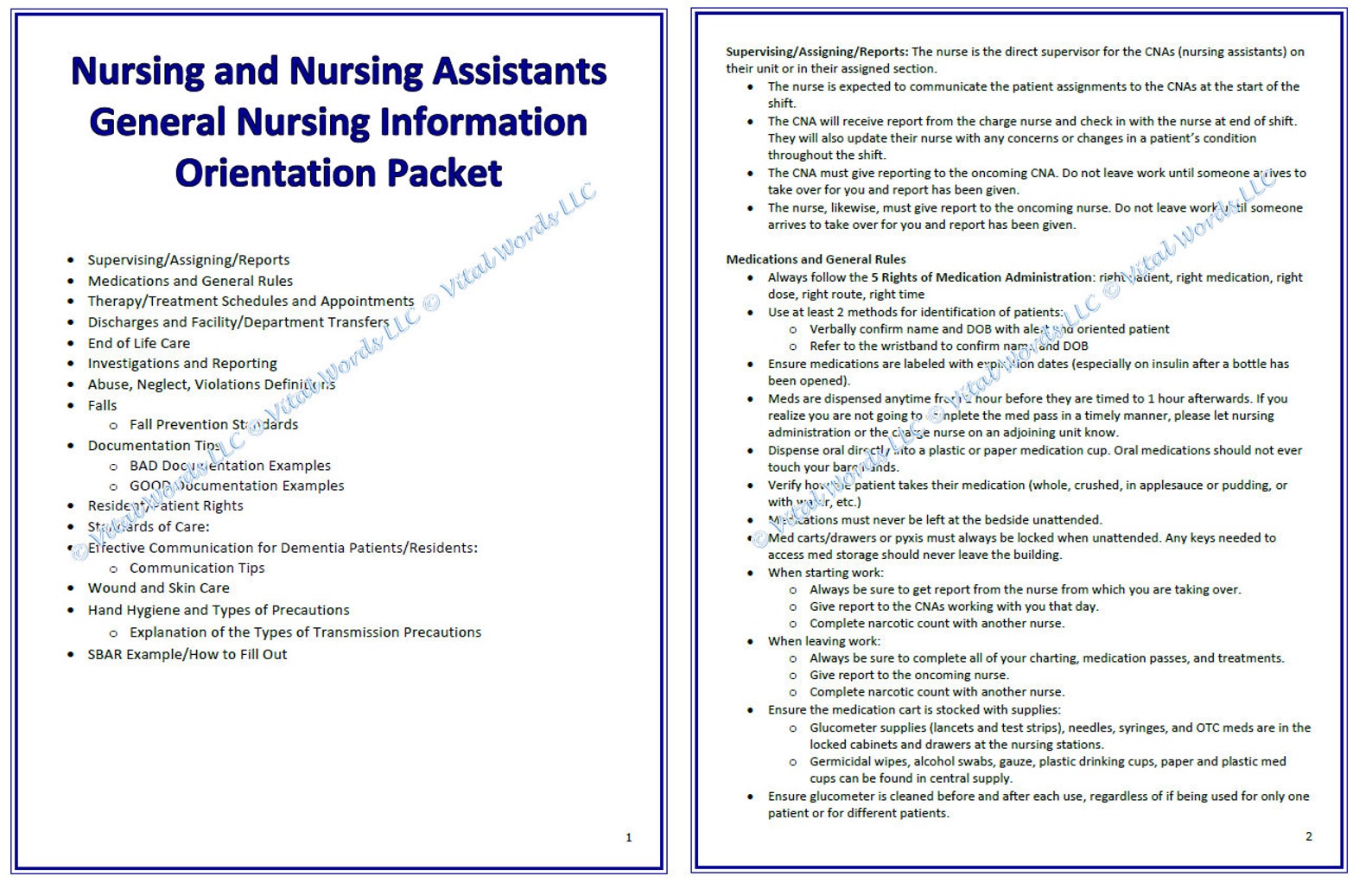 Nurse and CNA Orientation Packet - Etsy