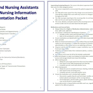 Nurse and CNA Orientation Packet - Etsy