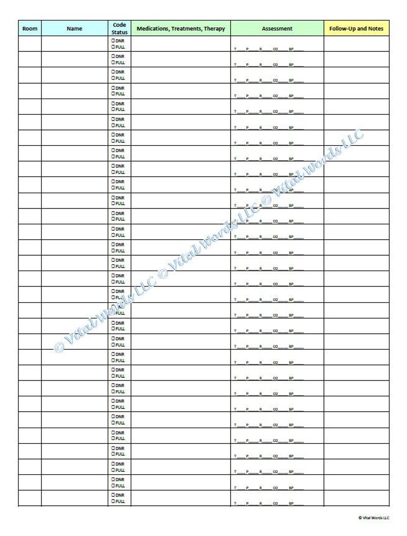 30 Patients/residents Nurse Brain Simple Note List (version 2) - Etsy