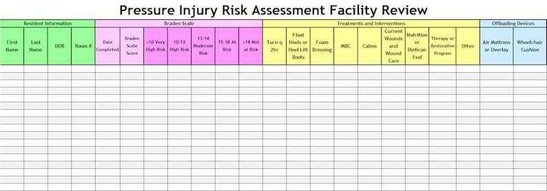 Pressure Injury and Wound Tracking Spreadsheet - Etsy