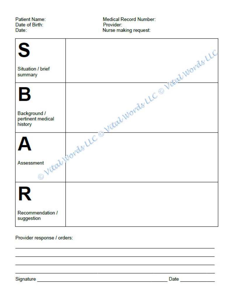 BUNDLE: SBAR Forms - Etsy