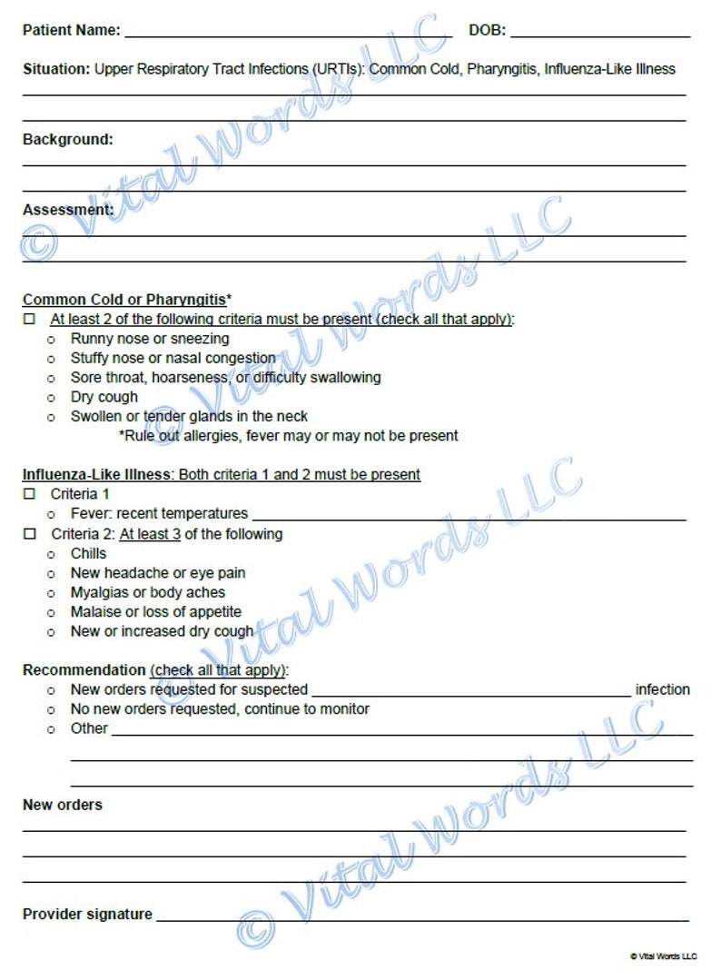 SBAR Form Mcgeer Criteria Infection Surveillance - Etsy
