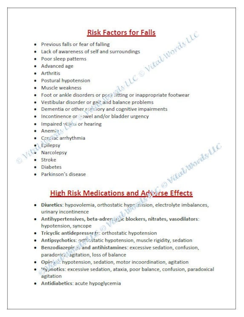 Fall Risk, Prevention Tips, and Quiz - Etsy